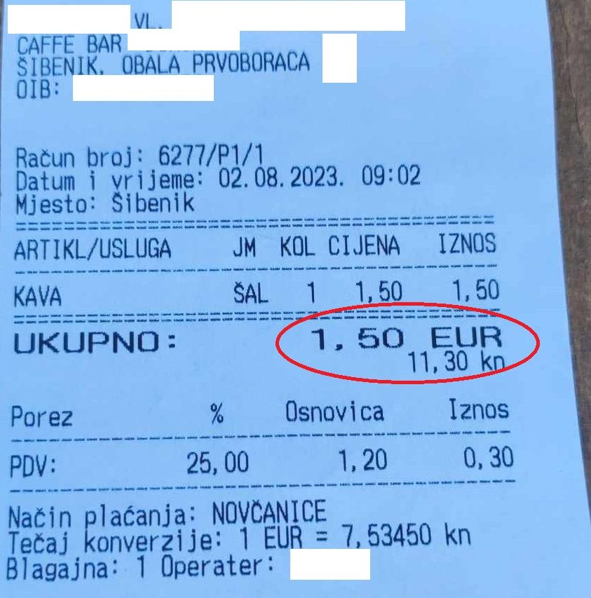 Kava u prvom redu uz more za samo 1,5 eura!